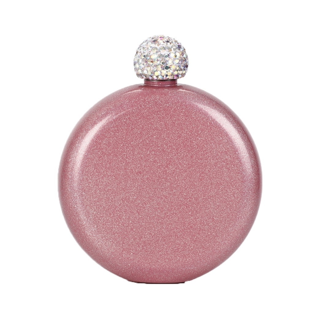 Yatlte Flask for Liquor, Blush Pink Round Flasks with Rhinestone Lid ...