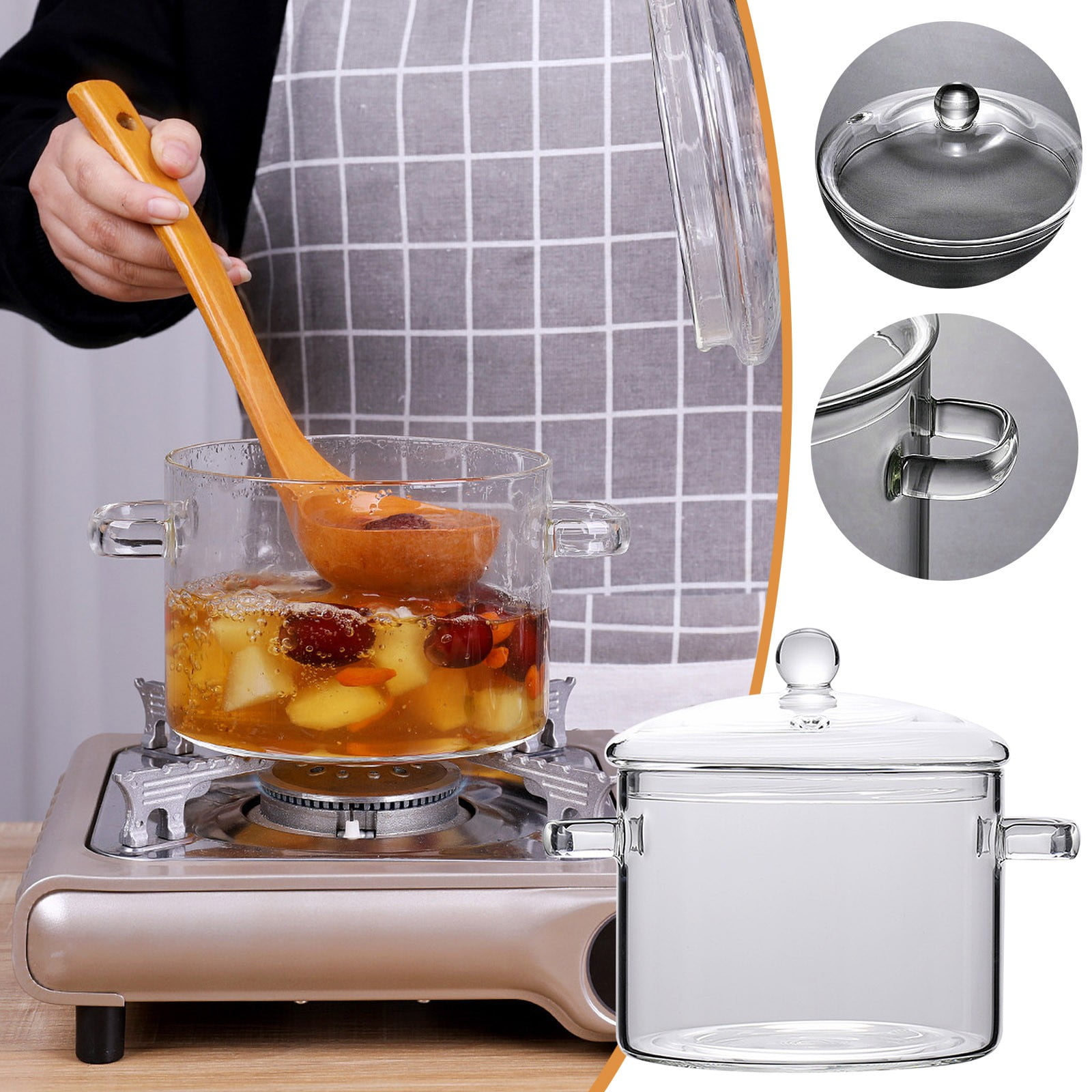 Yatlte Glass Cooking Pot - Heat-Resistant Borosilicate Glass Handmade ...