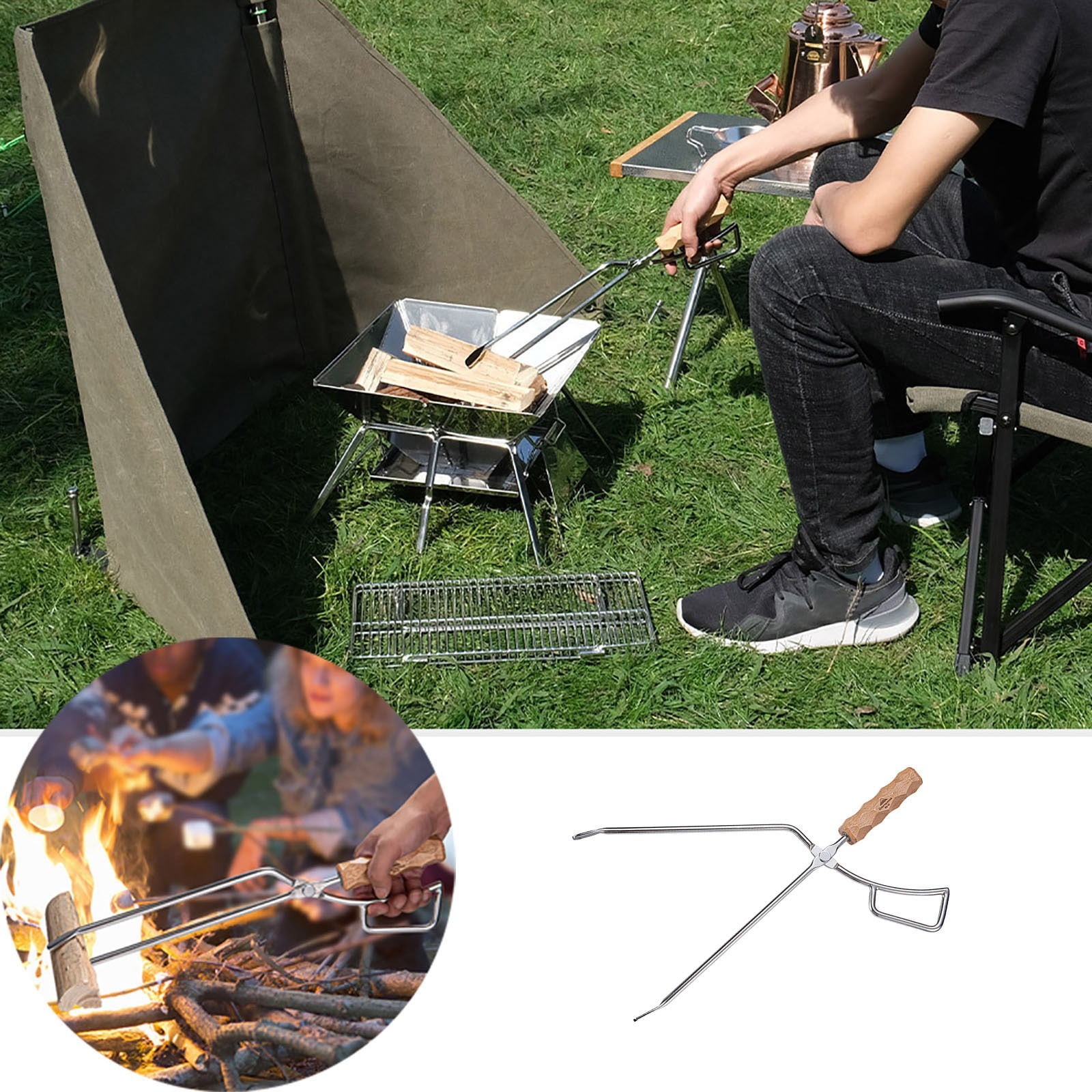 Yatlte Handcrafted Iron Fireplace Tongs, Wood Fired Oven Tool Grill ...