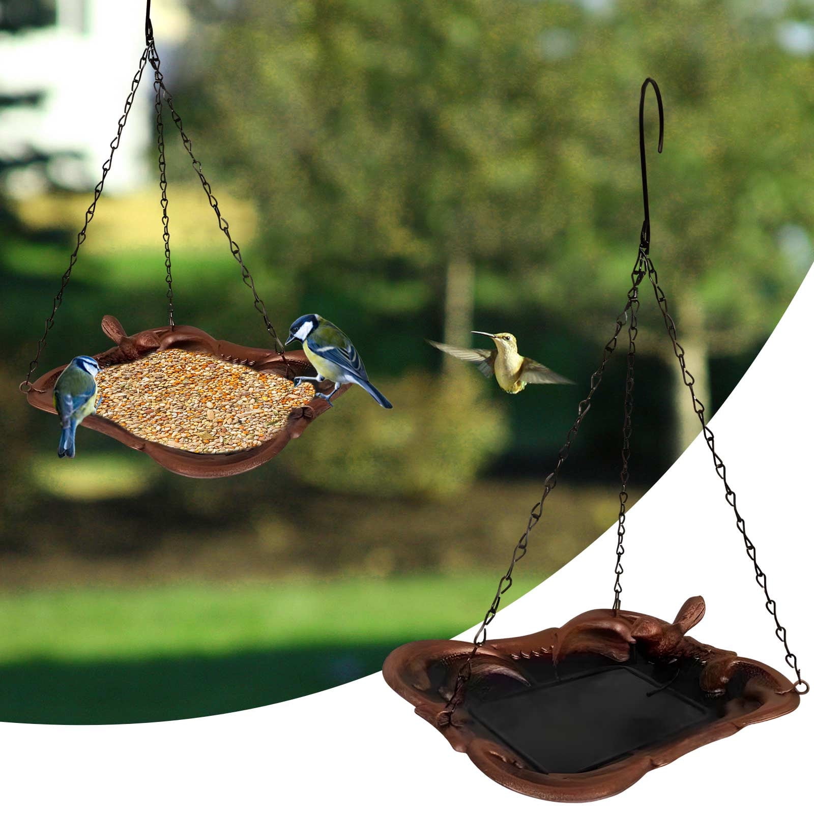 Yatlte Hanging Bird Feeder Tray ,with Strong,Loop Hanging Chains Steel ...