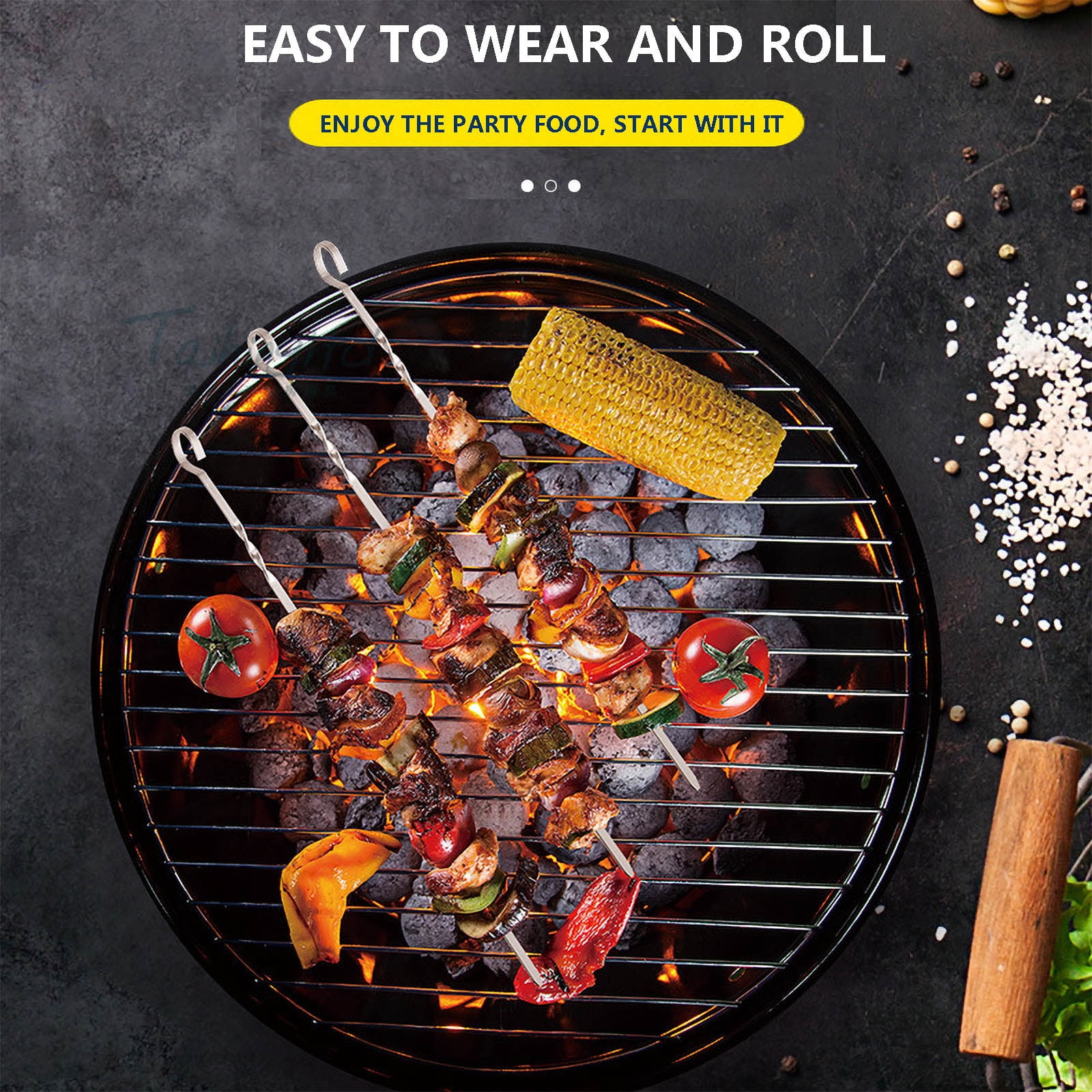 Yatlte Kabob Skewers Flat Metal, BBQ Barbecue Skewers, Anti-Roll Heavy ...