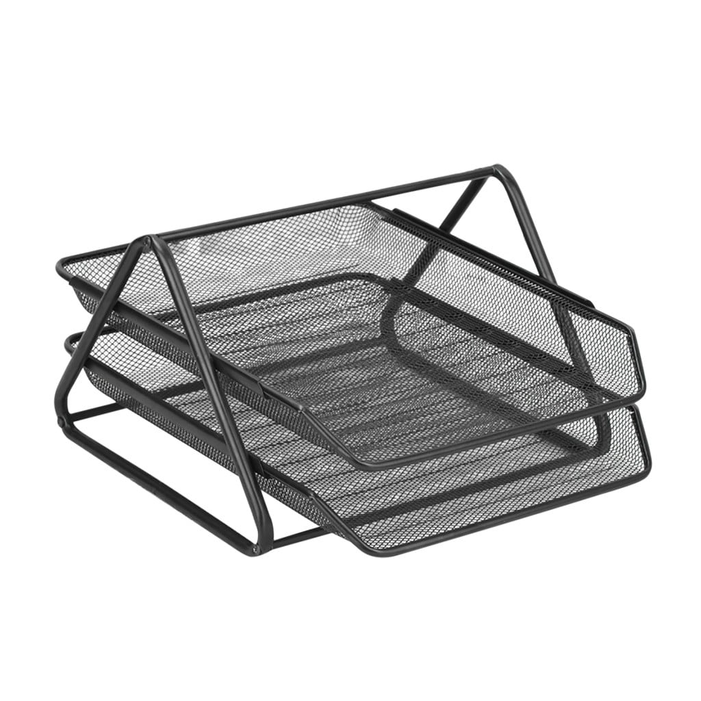 Yatlte Mesh Desk Organizers, 2-Tier Mesh Paper Tray, Desk Organizer ...