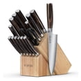 Yatoshi 15 Piece Knife Block Set - Pro Kitchen Knife Set Ultra Sharp ...