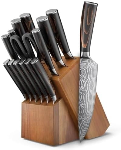 Yatoshi Professional Kitchen Knife Set, 15 Pieces, High Carbon ...