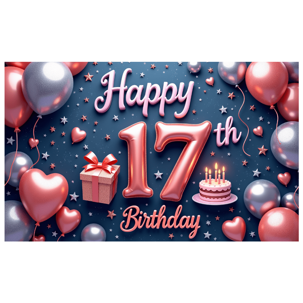 Yatrandify Balloon Decoration Happy 17th Birthday Floral Theme Party ...