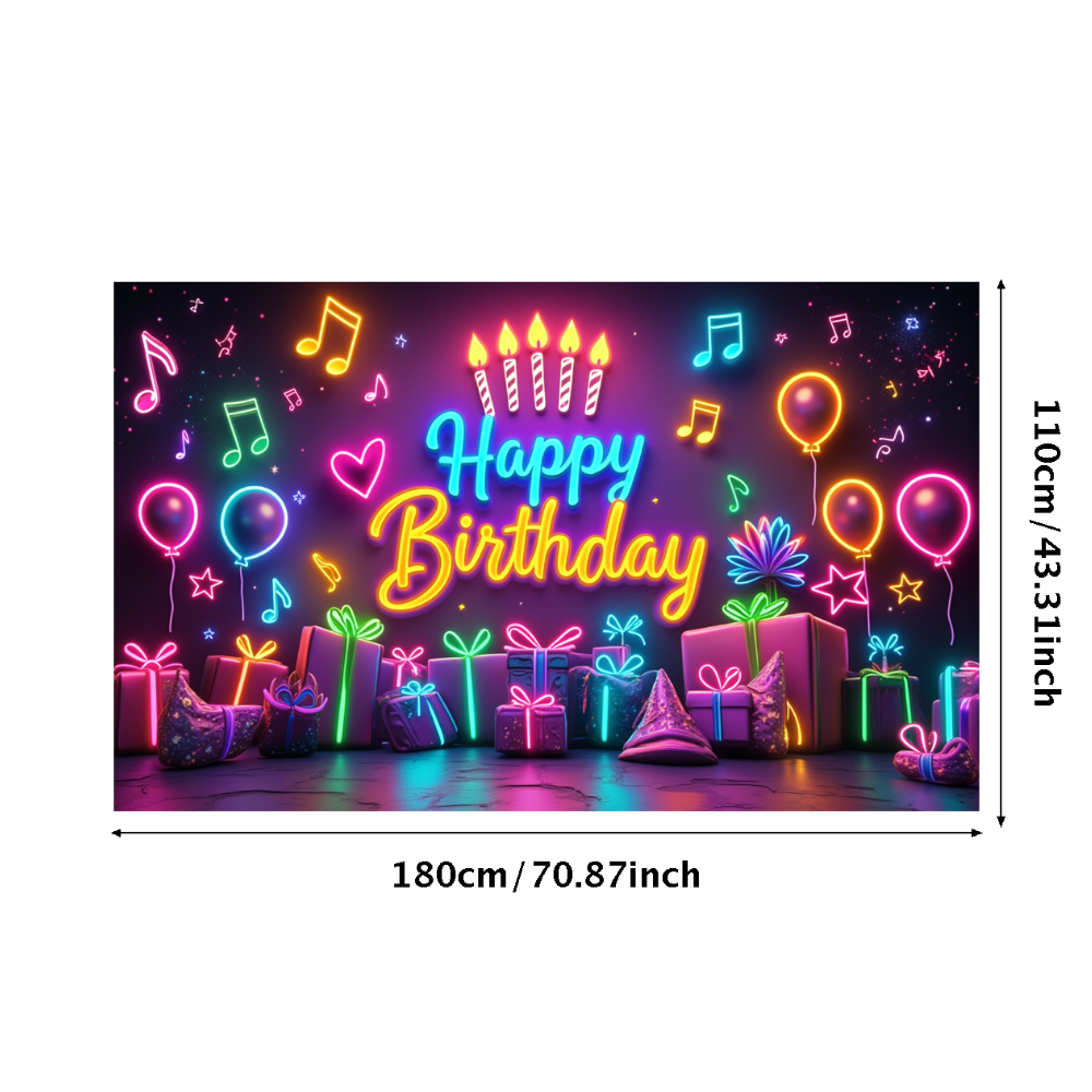 Yatrandify Colorful Design Birthday Banner Neon Lights Happy Theme for ...