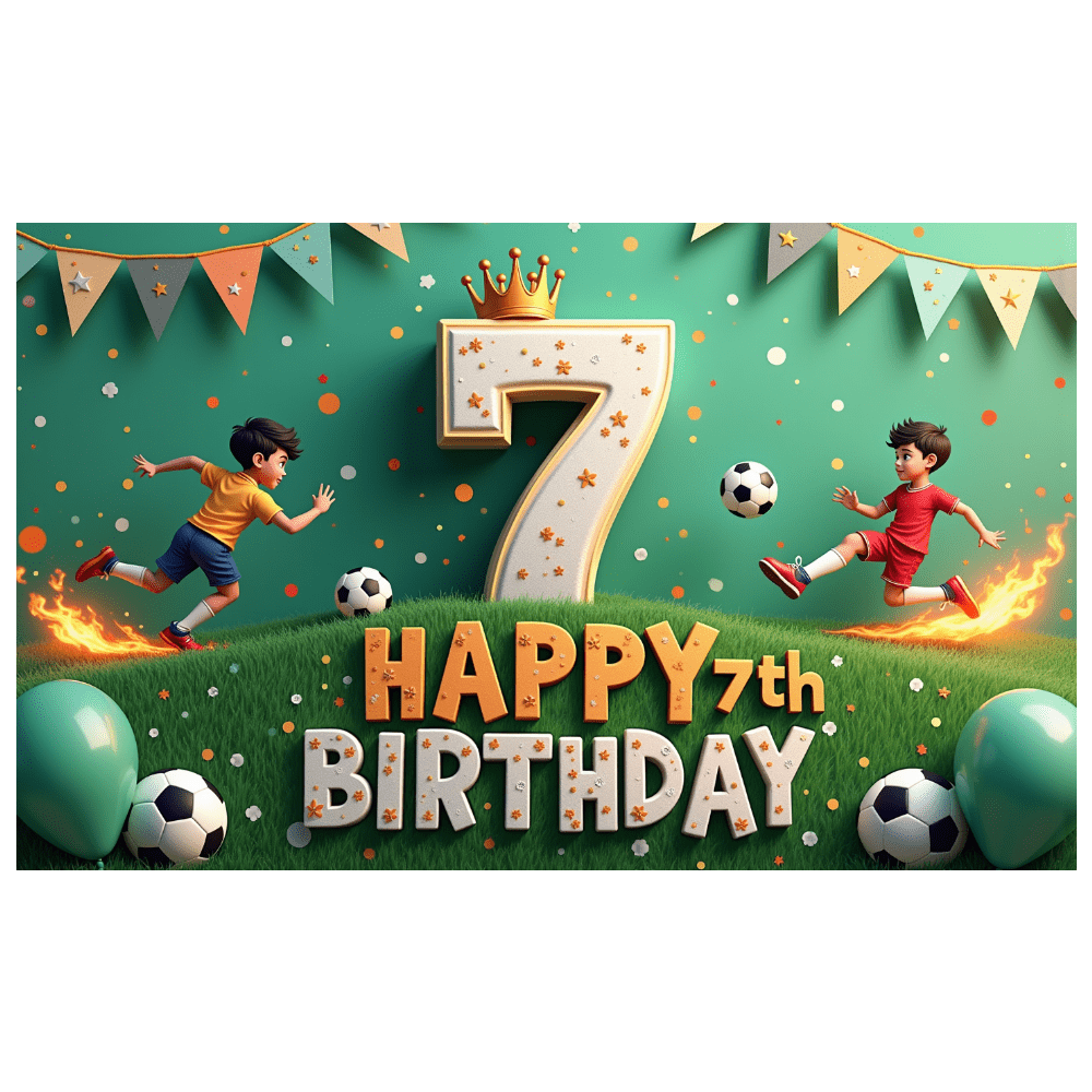 Yatrandify Colorful Design Happy 7th Birthday Banner Soccer Theme Kids ...