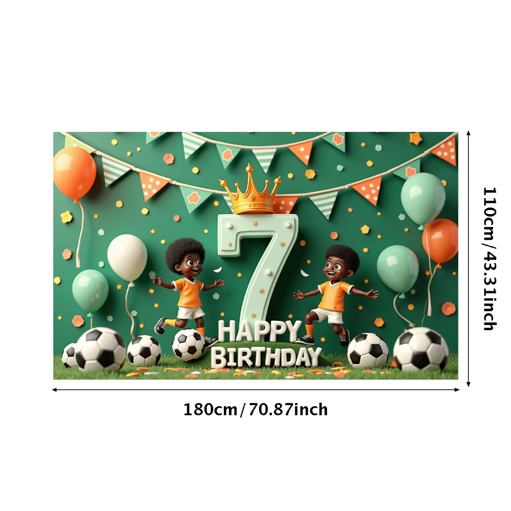 Yatrandify Colorful Design Happy 7th Birthday Banner Soccer Theme Kids ...