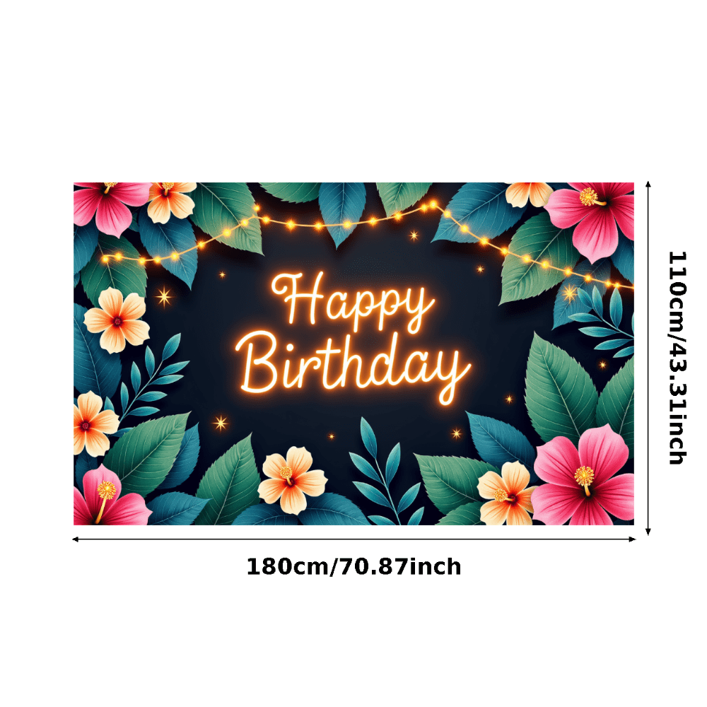 Yatrandify Colorful Floral Happy Birthday Banner Decorative Lights Neon ...