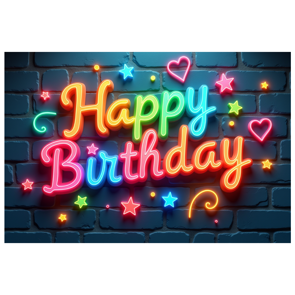 Yatrandify Colorful Stars Happy Birthday Neon Letter Banner for ...