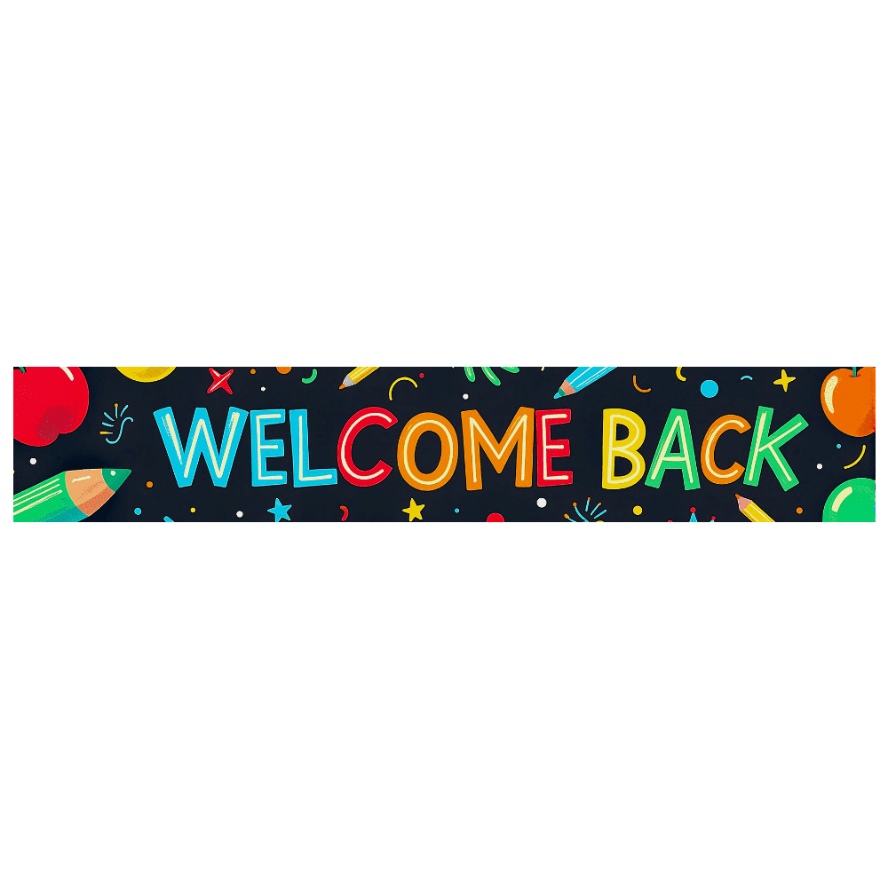 Yatrandify Colorful Welcome Back Banner with School Elements Background ...