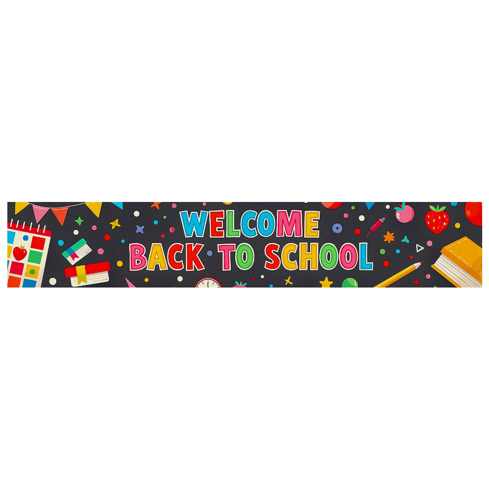 Yatrandify Colorful Welcome Back to School Banner with School Supplies ...