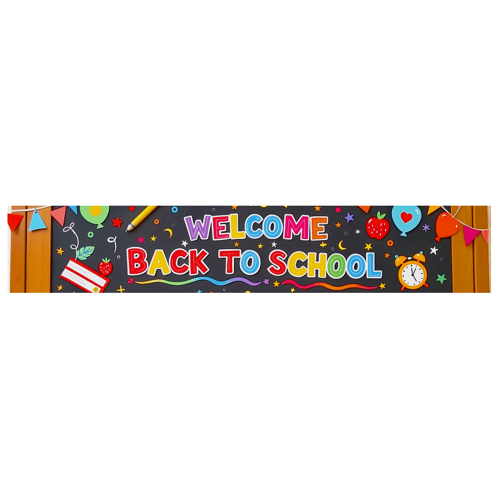 Yatrandify Colorful Welcome Back to School Banner with School Supplies ...