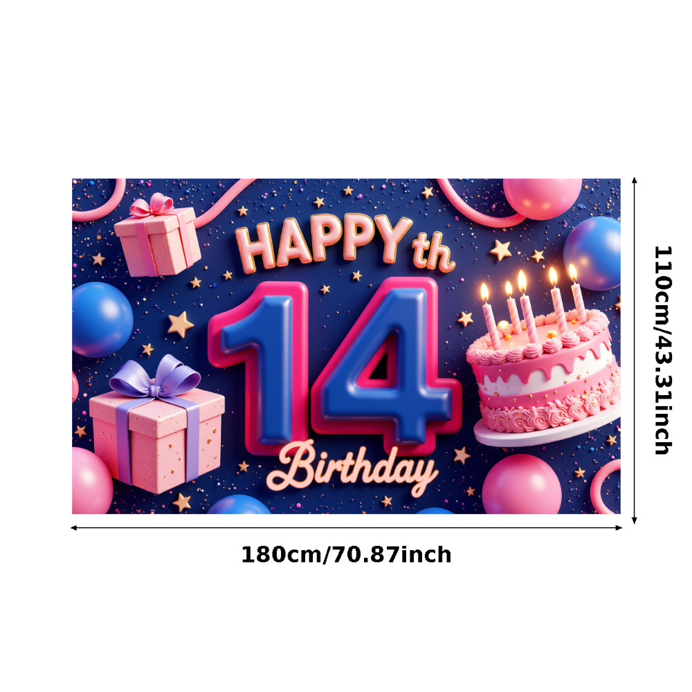 Yatrandify Decorative Design Birthday Banner Cake Decoration Happy 14th ...