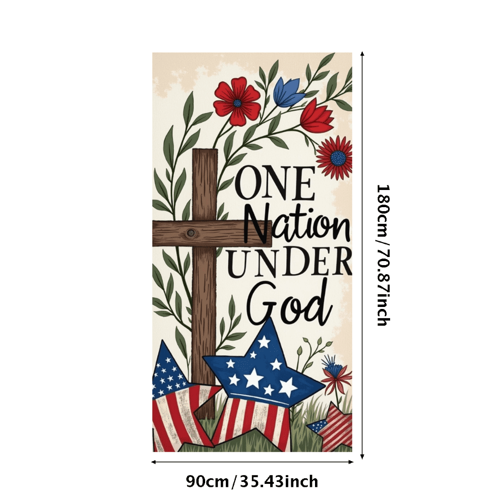 Yatrandify Floral Design Religious Banner Wooden Cross Patriotic Stars ...