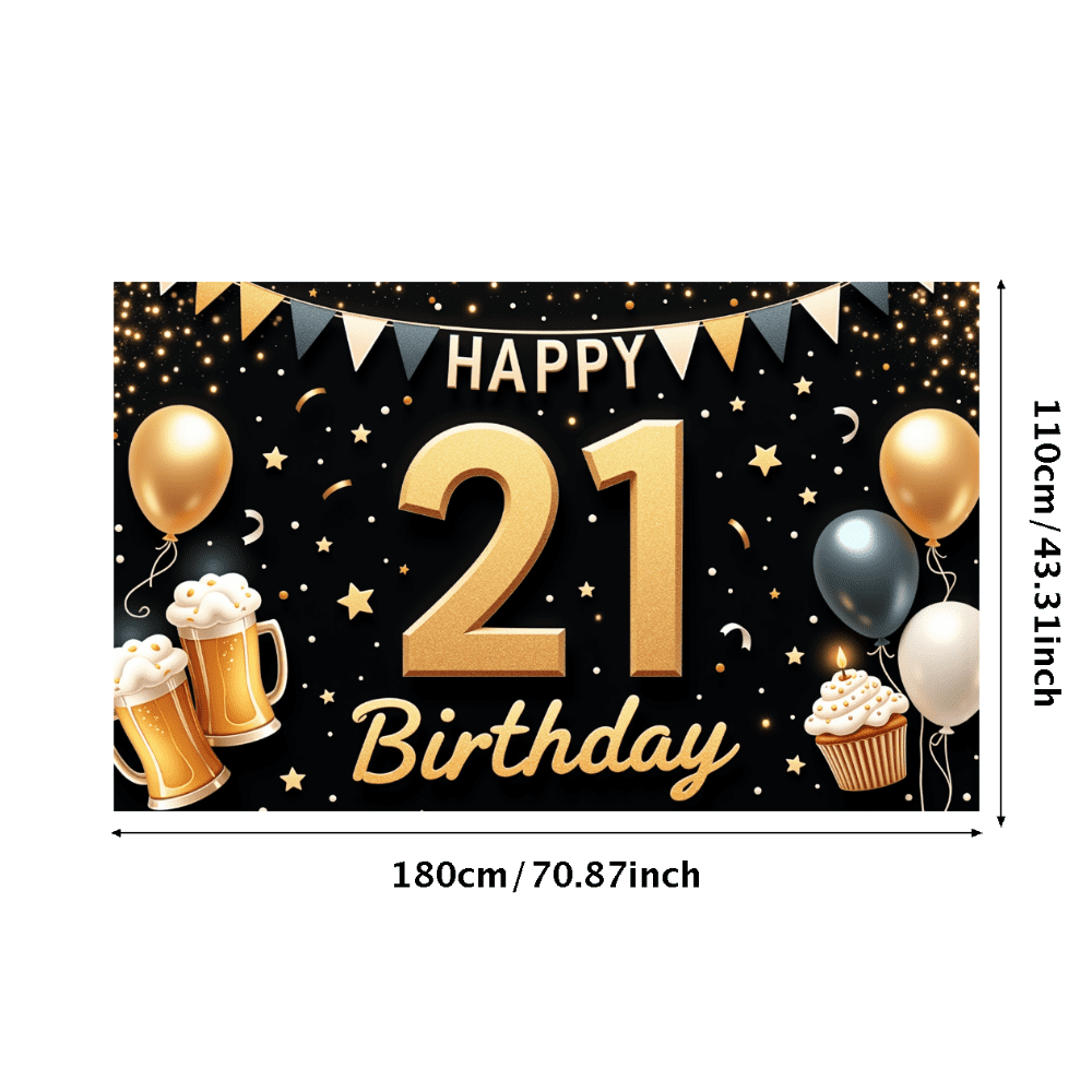 Yatrandify Golden Theme Happy 21 Birthday Banner Decorative Design ...
