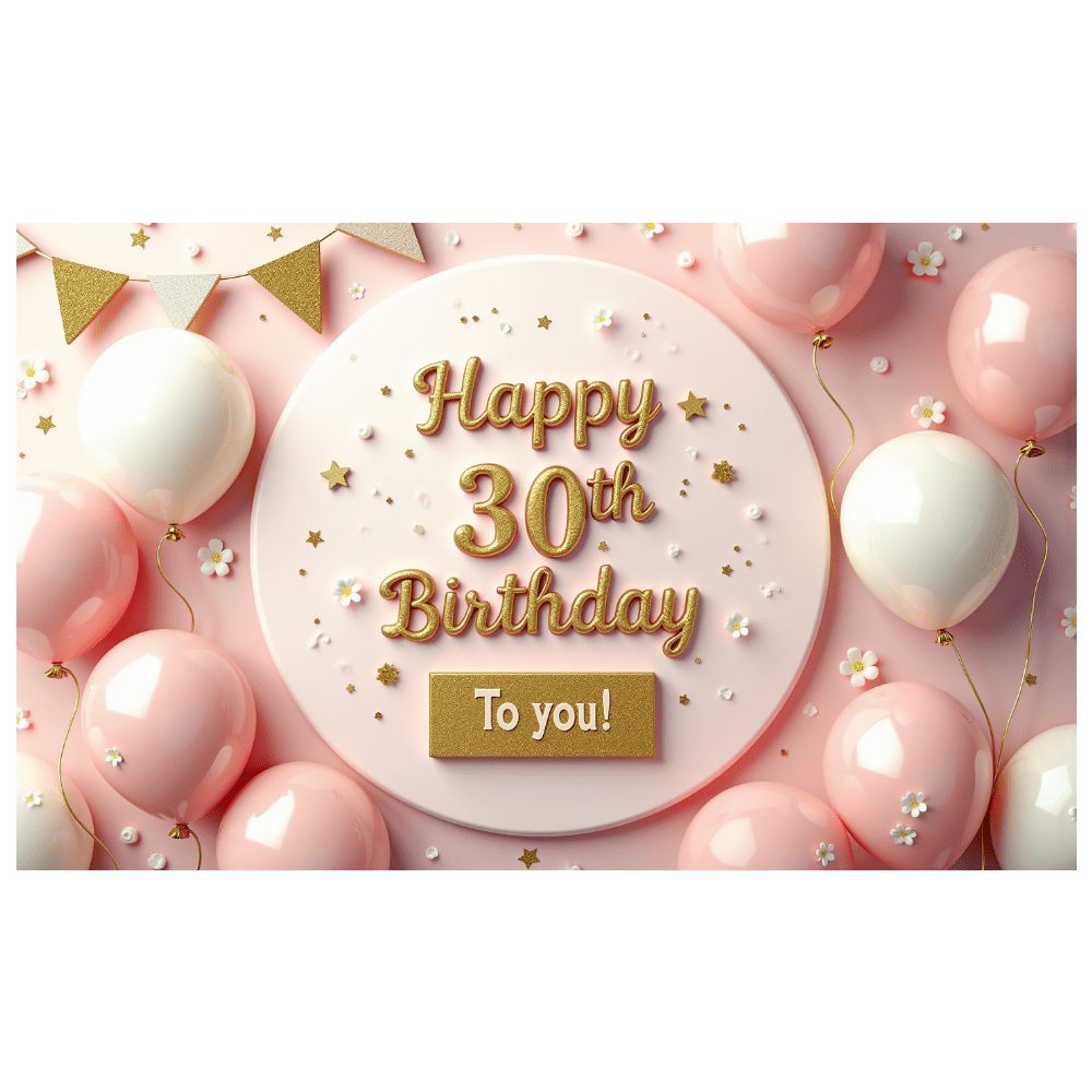 Yatrandify Pink Floral Happy Birthday Banner Gold Balloon Blush Flower ...