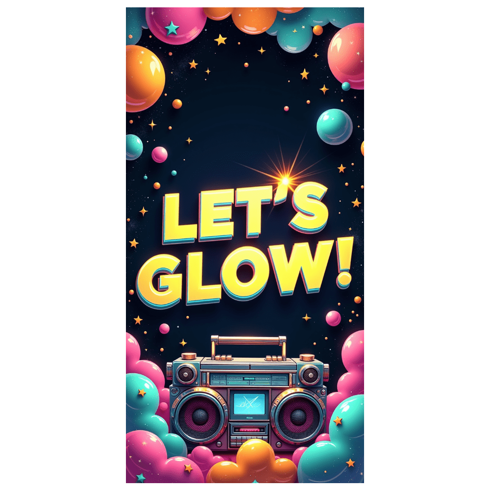 Yatrandify Retro Theme Glow Party Banner Decorative Design Boom Box for ...