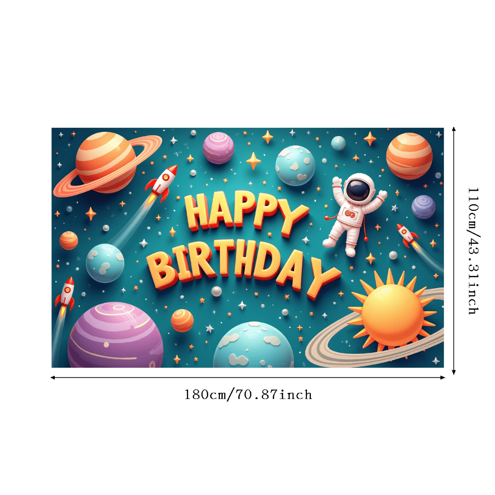Yatrandify Space Theme Happy Birthday Banner Astronaut Design Colorful ...