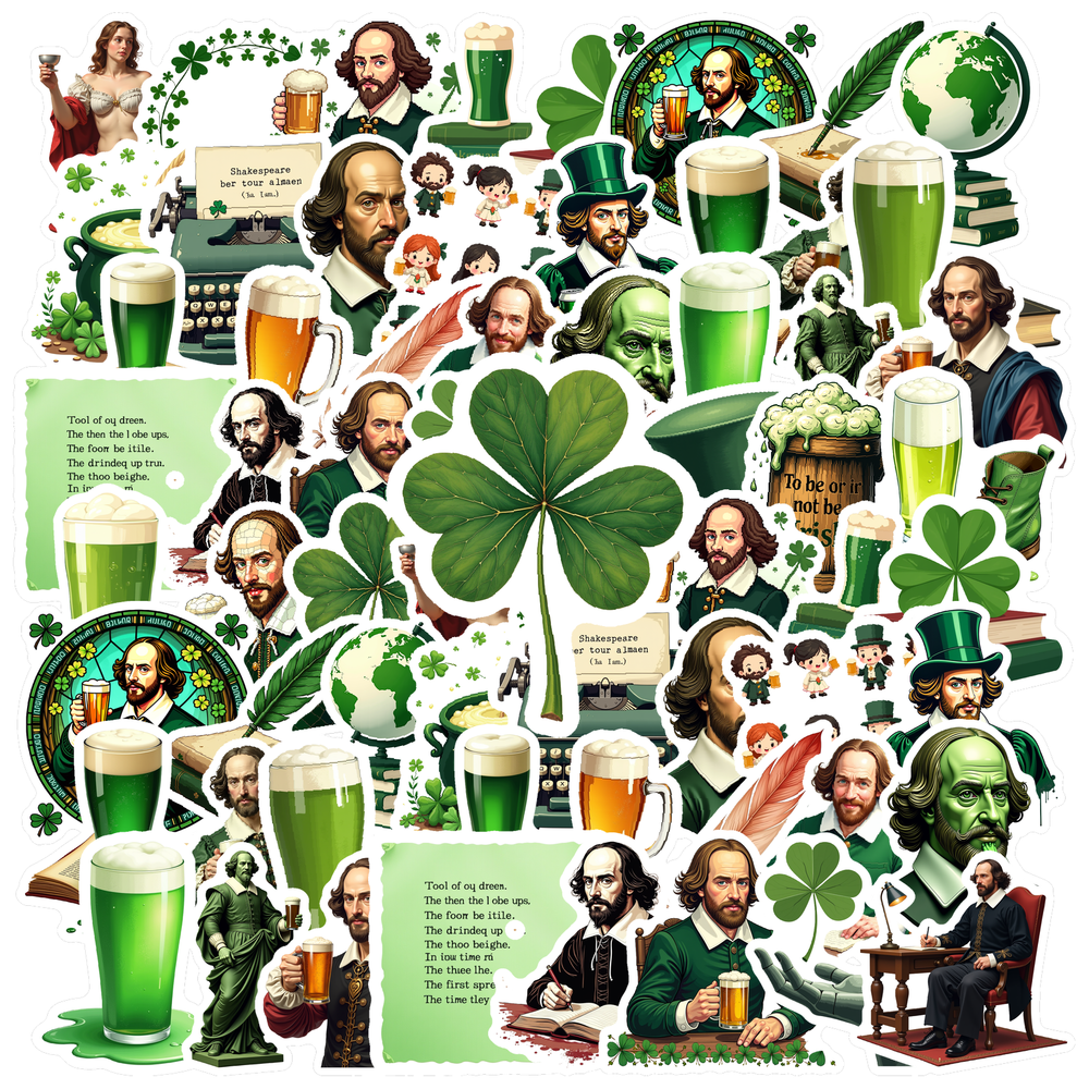 Yatrandify Waterproof Shakespeare Stickers Green Vinyl Stickers Vintage ...