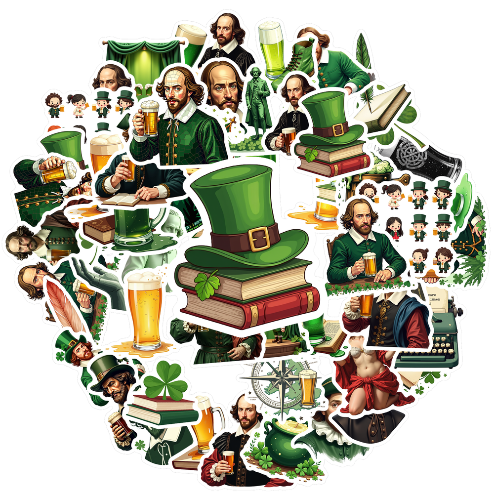 Yatrandify Waterproof Shakespeare Stickers Green Vinyl Stickers Vintage ...