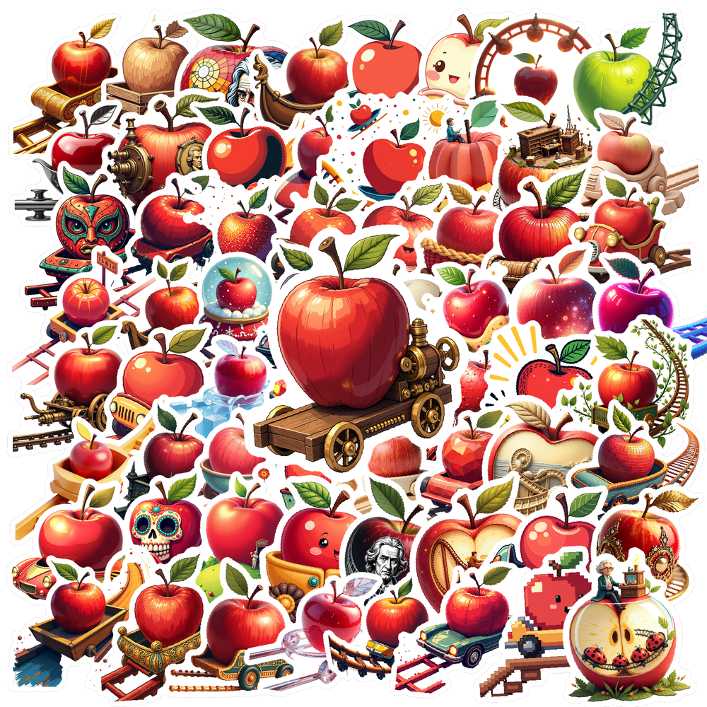 Yatrandify Waterproof Vinyl Apple Stickers Multicolor Creative Stickers ...