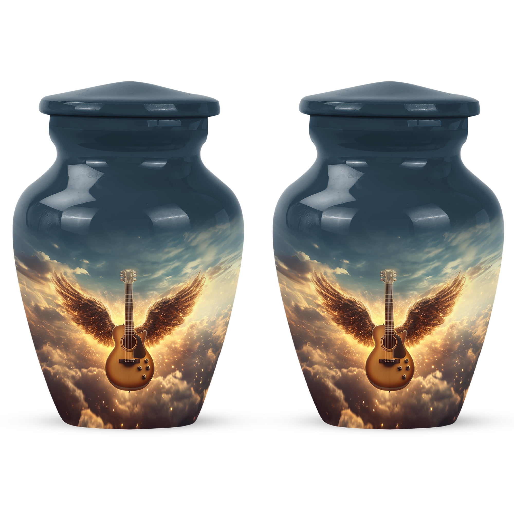 Yatskia Angel Wings Guitar Blue Mini Urns for Adult Ashes Mother and ...
