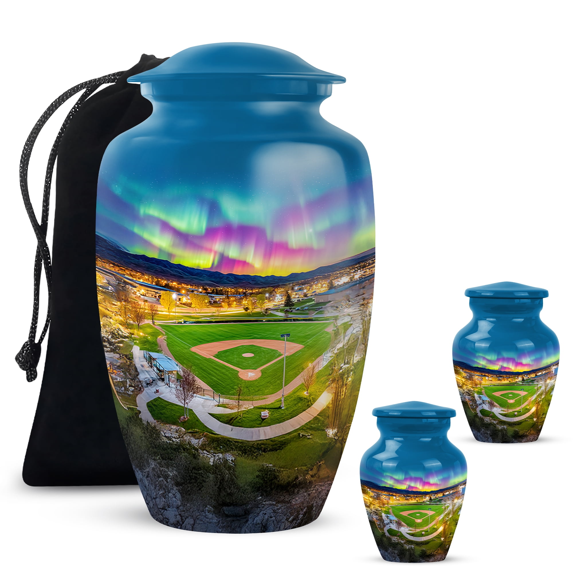 Yatskia Baseball Ground with Northern Lights Large Cremation Urns for ...