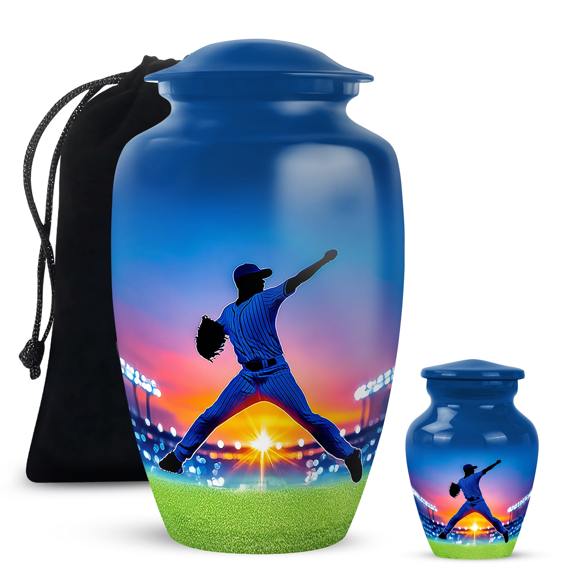 Yatskia Baseball Player at Sunset Little Keepsake Urns for Human Ashes ...