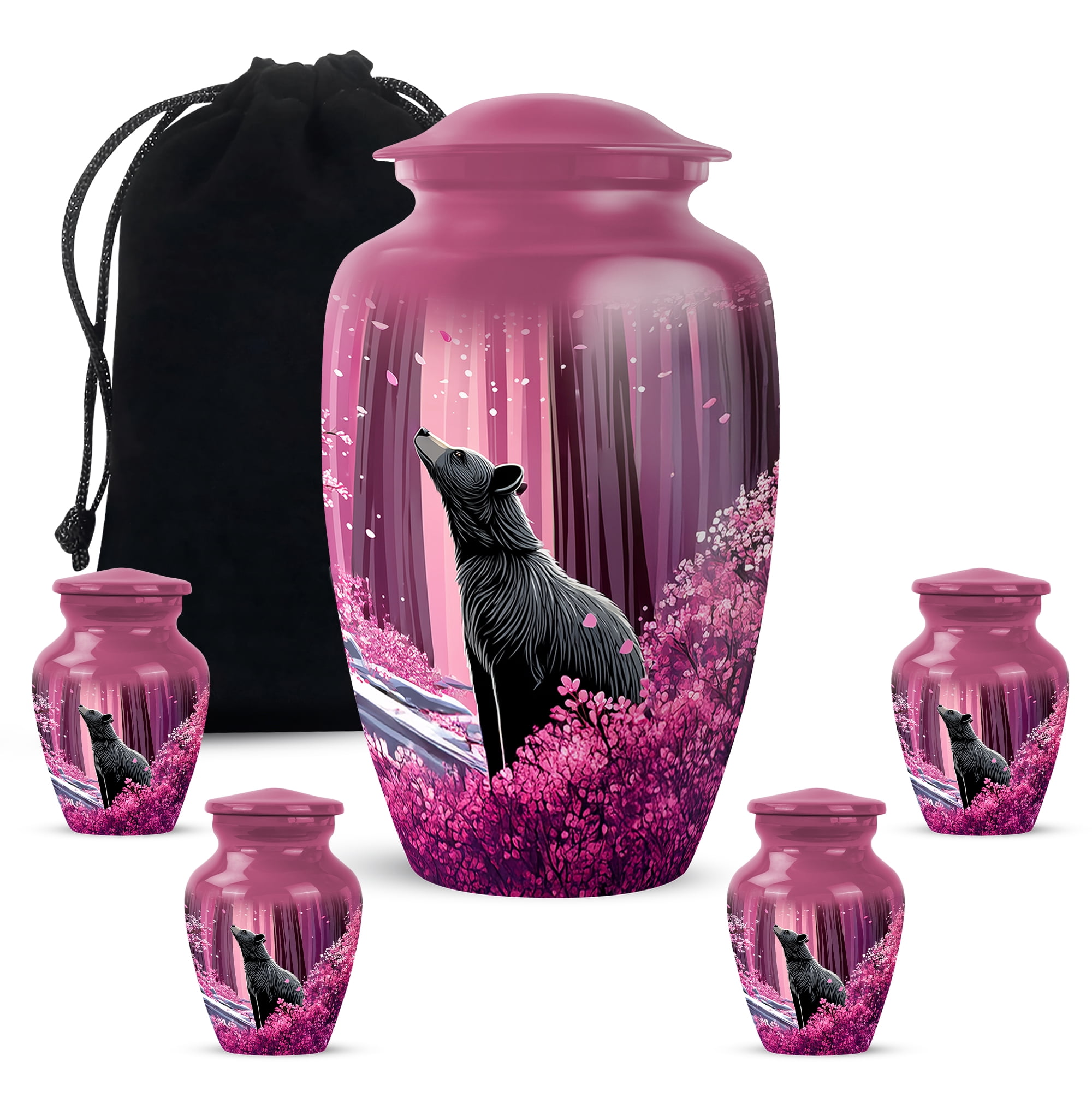 Yatskia Black Bear with Cherry Blossoms Little keepsake Urn for Adult ...