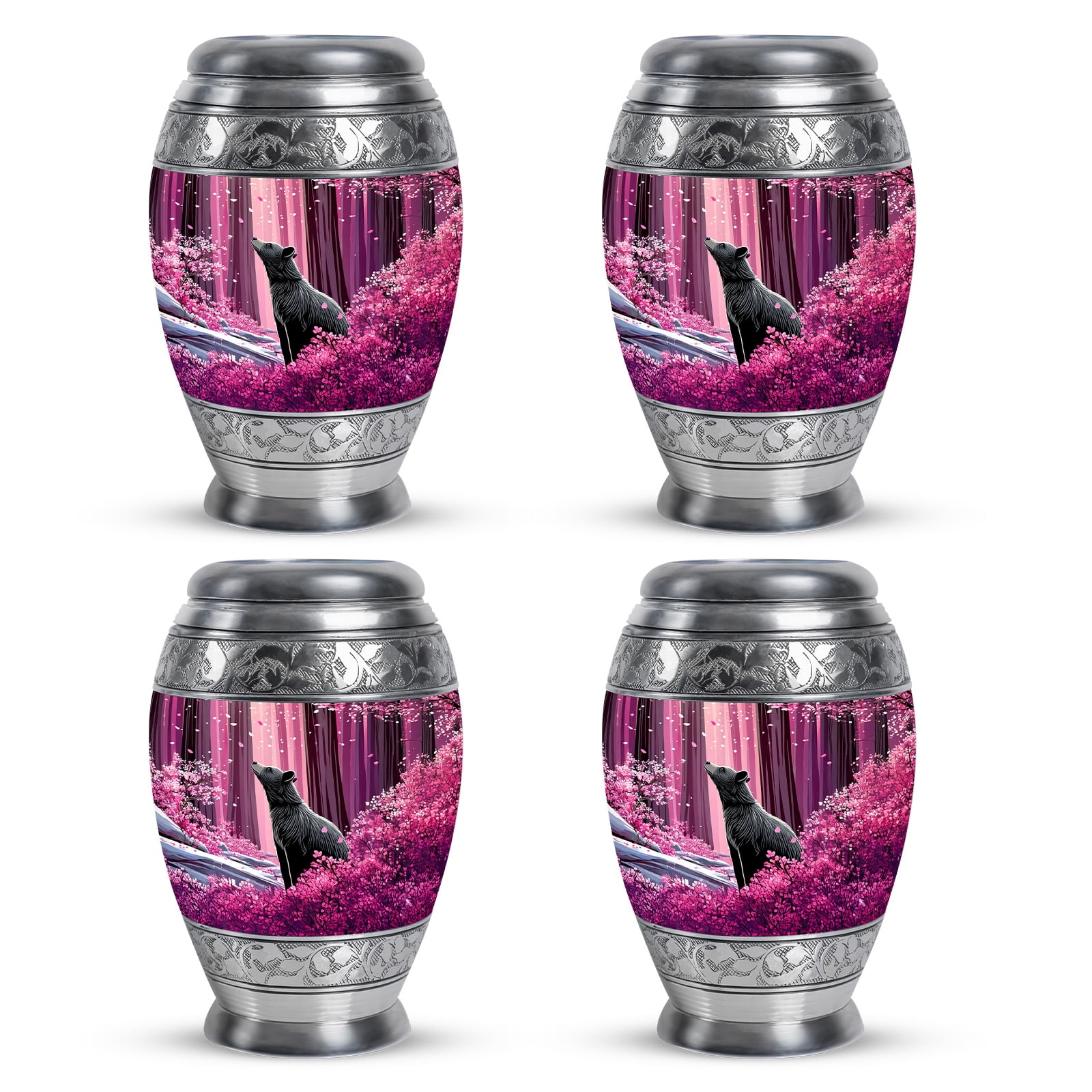 Yatskia Black Bear with Cherry Blossoms Mini Memorial Urns for Human ...