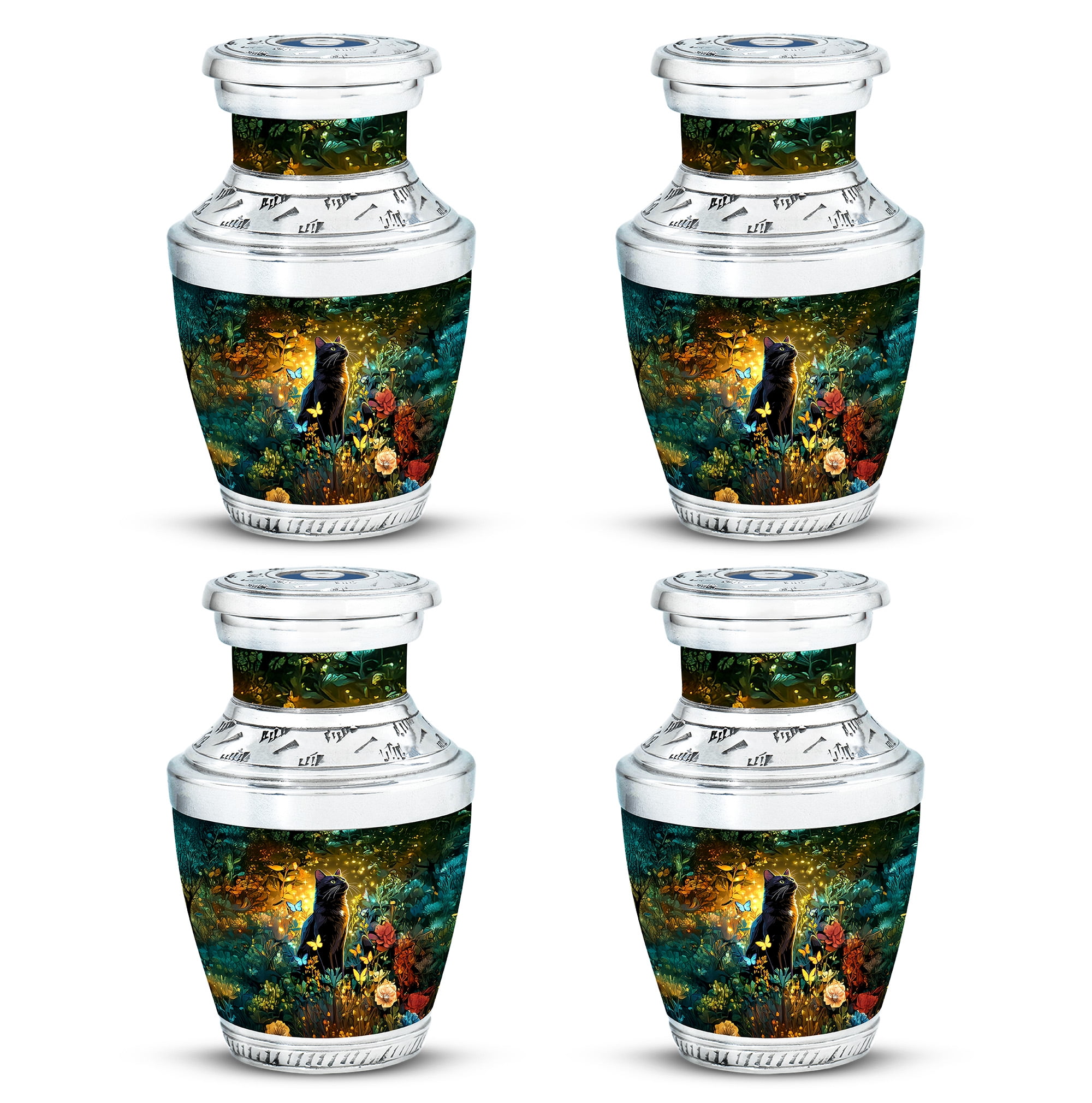 Yatskia Black Cat with Flowers Small Urns for Human Ashes Keepsake ...