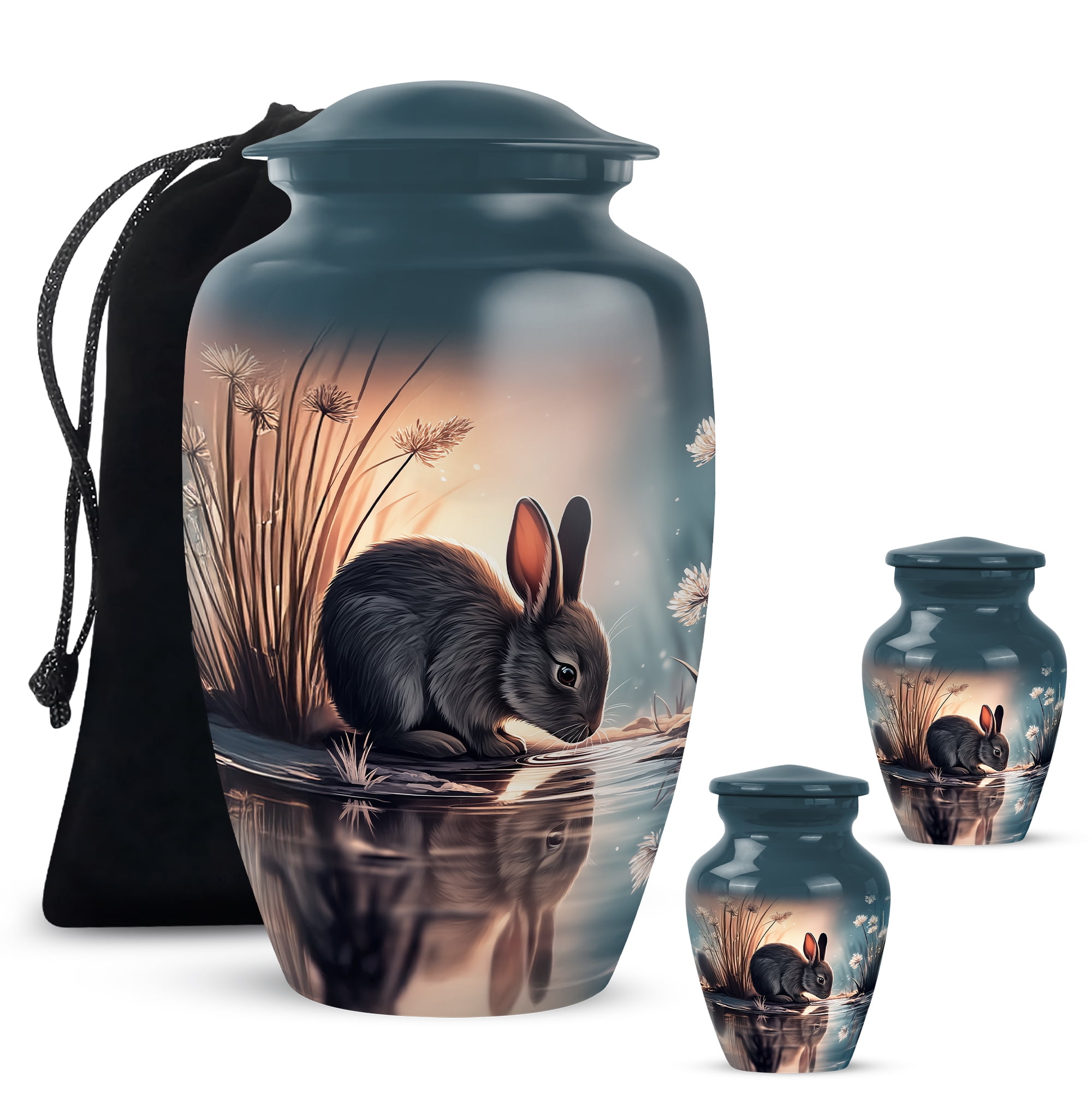 Yatskia Black Rabbit Mini Memorial Keepsake Urns for Human Ashes Adult ...
