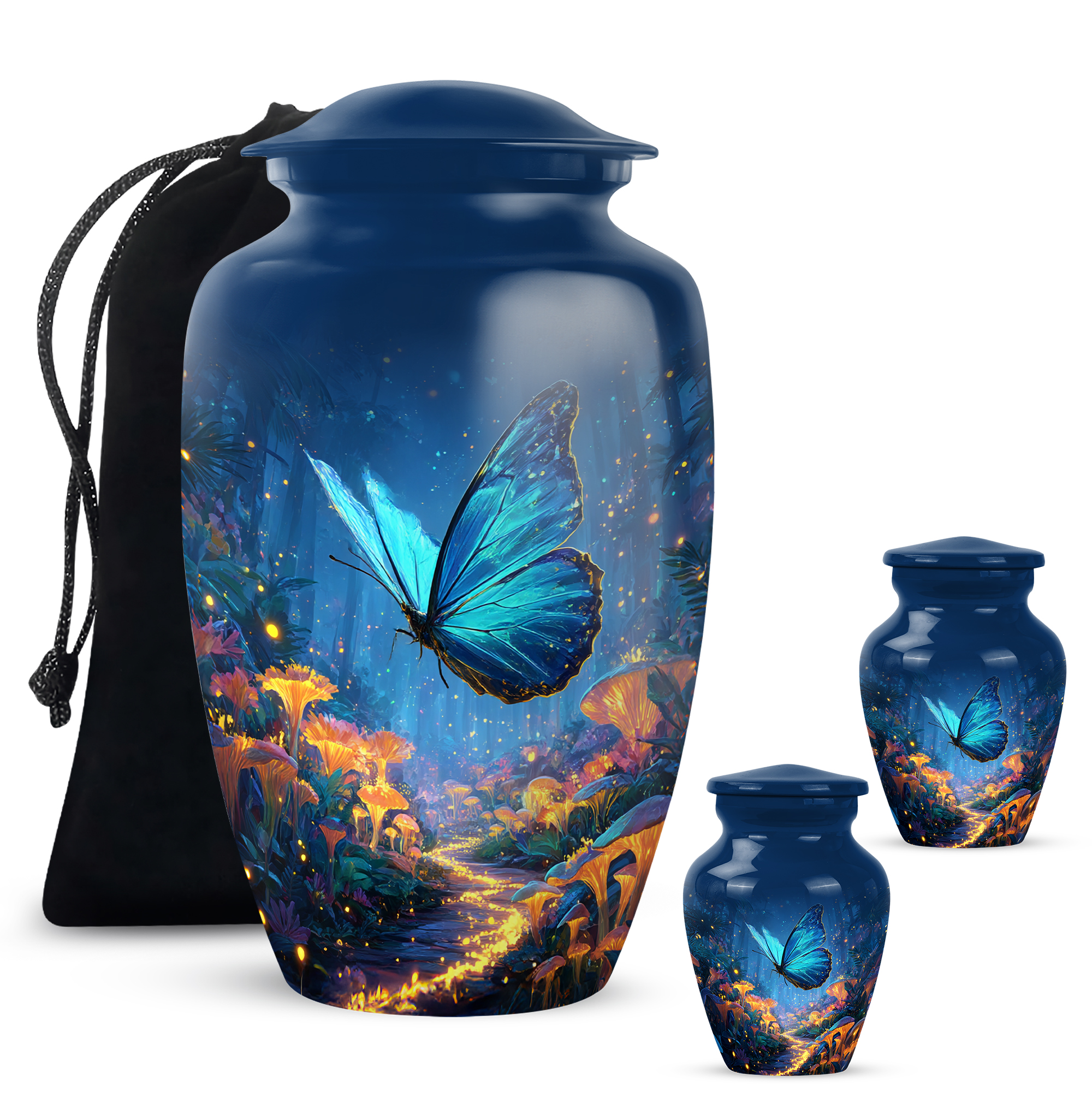 Yatskia Blue Butterfly with Blossoms Large Funeral Urns for Human Ashes ...