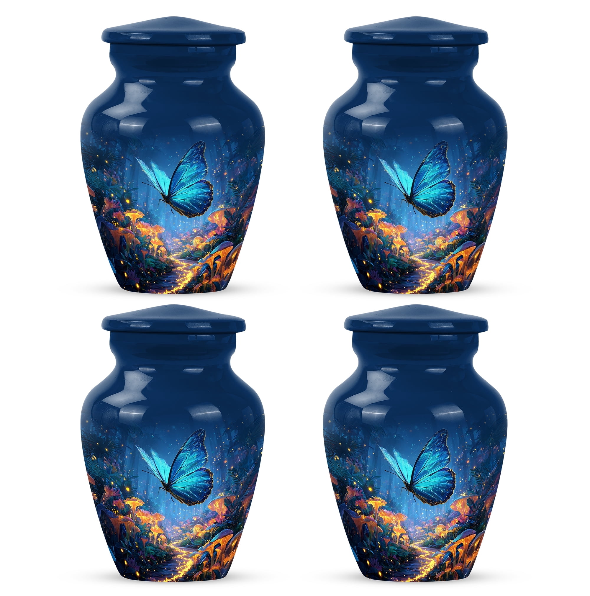 Yatskia Blue Butterfly with Blossoms Mini Memorial Keepsake Urns for ...