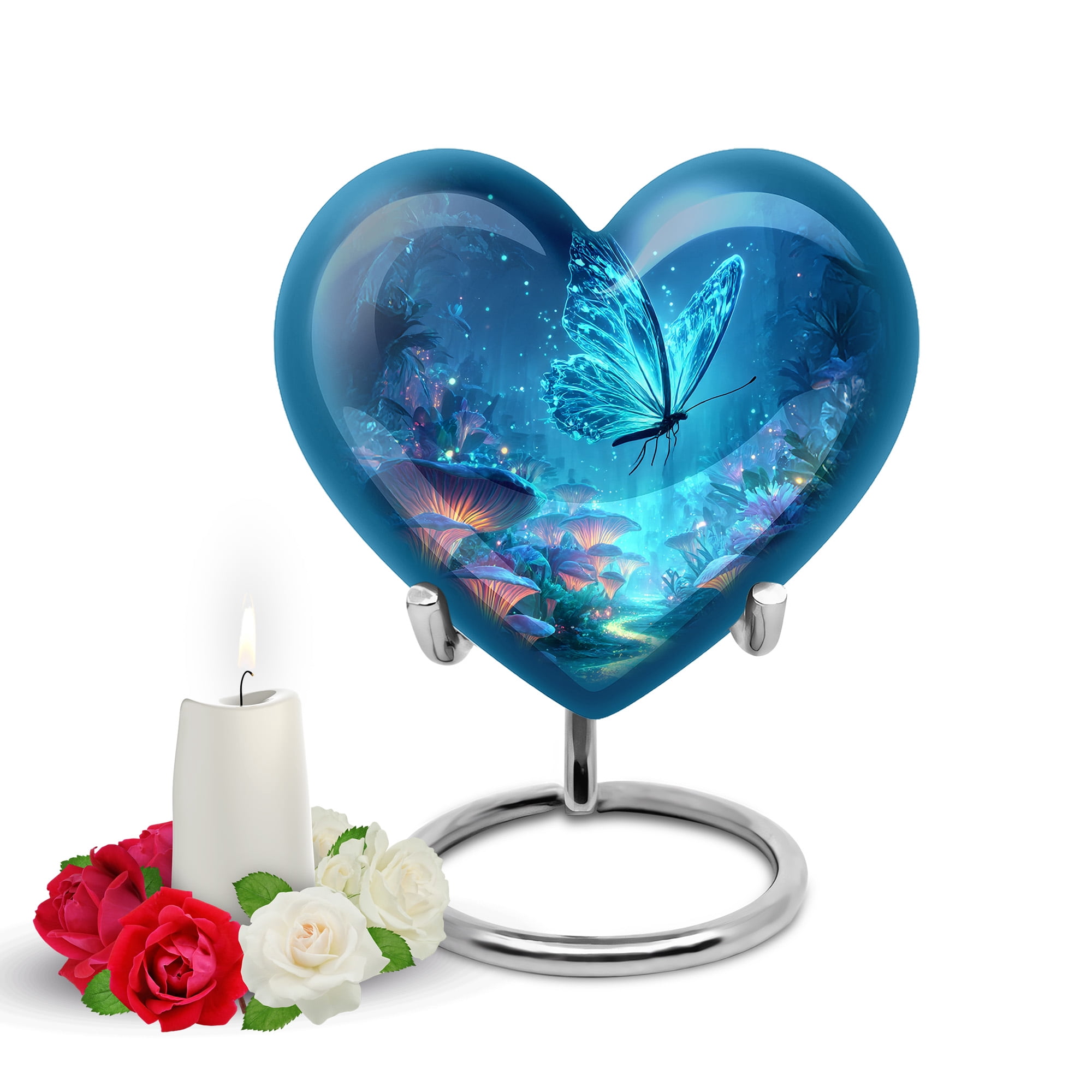 Yatskia Blue Butterfly with Blossoms Mini Memorial Keepsake Urns for ...