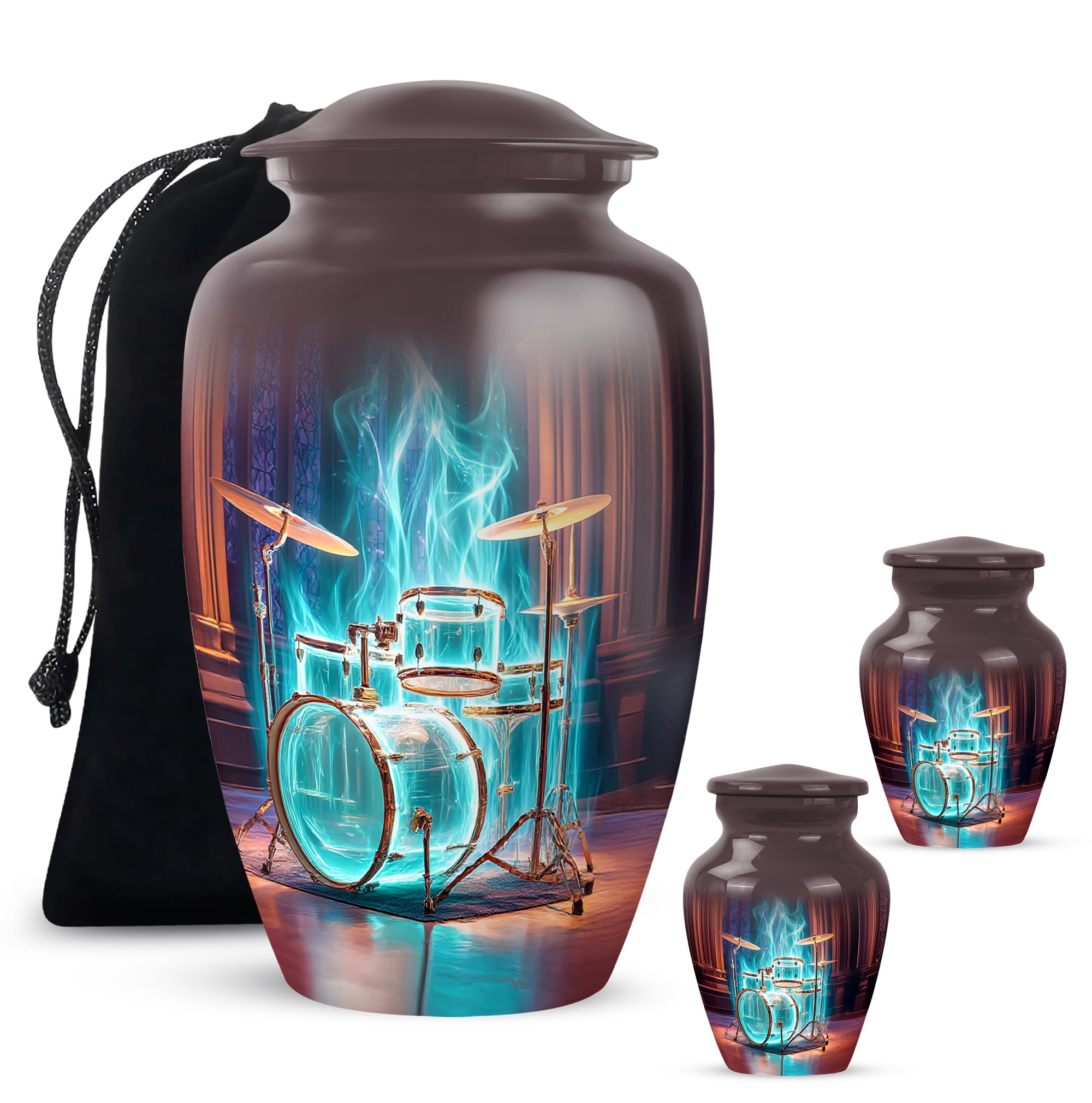 Yatskia Blue Flaming Drums Small Memorial Urns for Human Ashes Adult ...