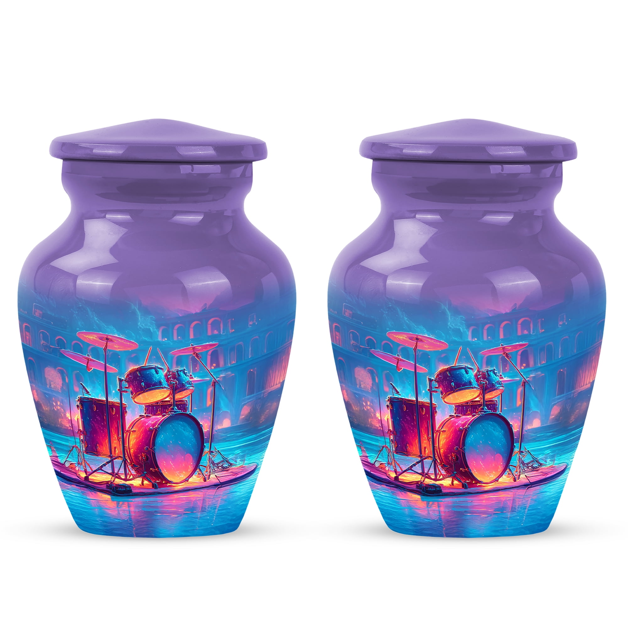 Yatskia Blue and Purple Drums Mini Cremation Keepsake Urn for Ashes ...