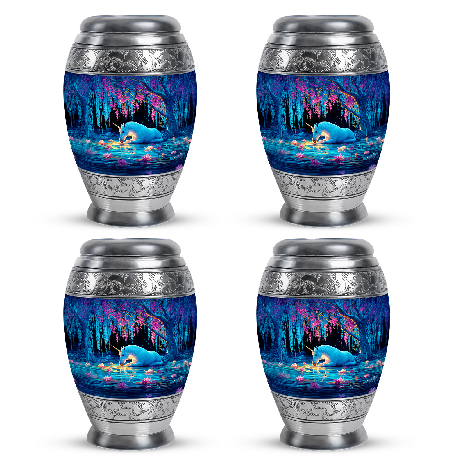 Yatskia Blue Unicorn with Flowers Mini Memorial Urns for Human Ashes ...