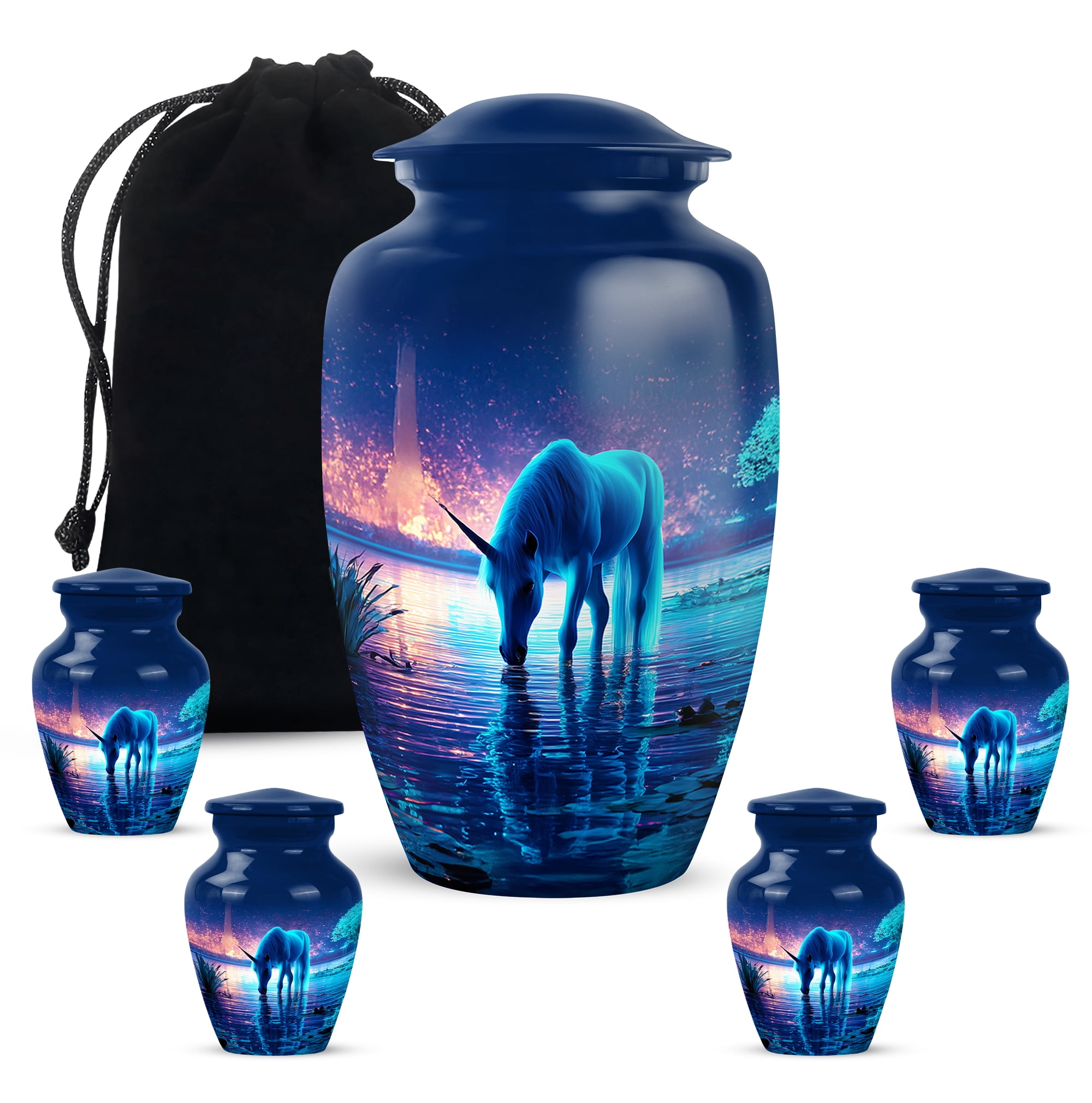 Yatskia Blue Unicorn Large Memorial Urn for Adult Ashes Brother and ...
