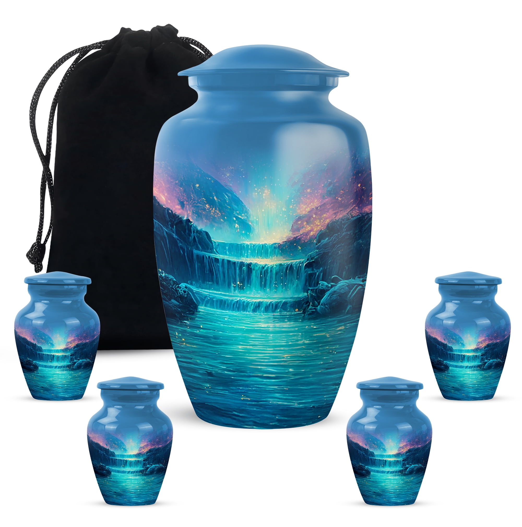 Yatskia Blue Waterfall Mini Memorial Keepsake Urns for Human Ashes ...