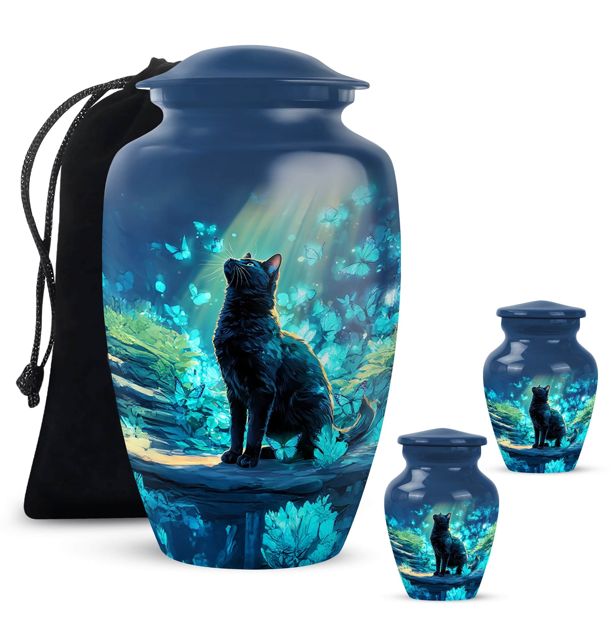 Yatskia Cat with Blue Butterflies at Spring Decorative Large Memorial ...