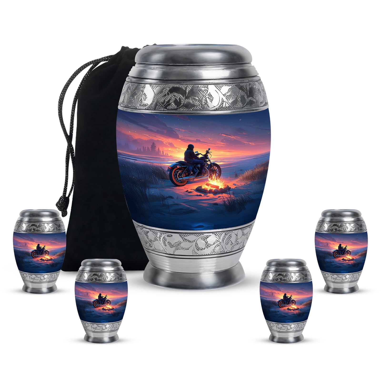 Yatskia Classic Bike with Campfire Mini Funeral Urn for Adult Ashes Mother and Father, Large ...