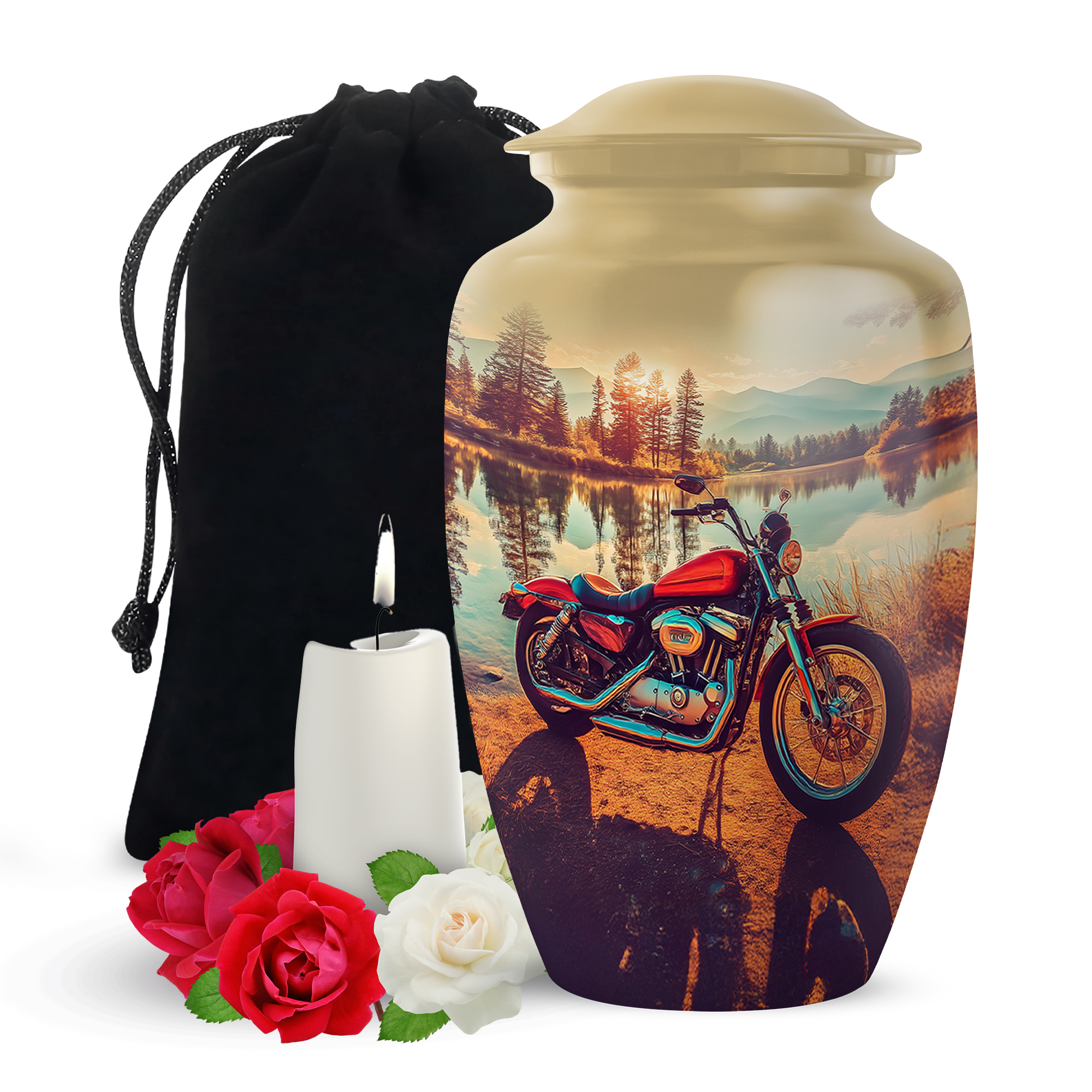 Yatskia Classic Bike on Lake Side Funeral Urn for Adult Ashes Brother ...
