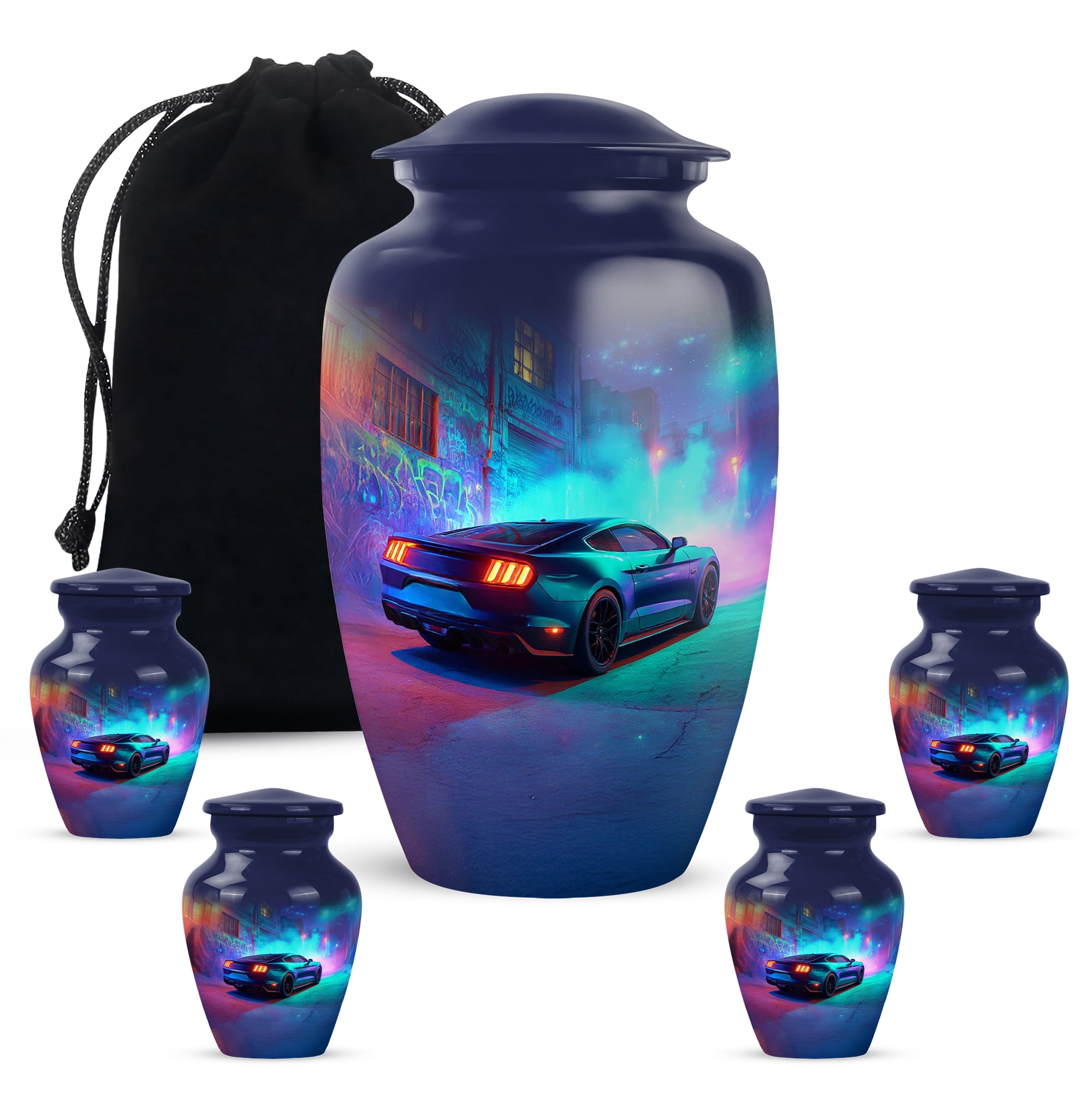 Yatskia Colorful Lightning Car Large Funeral Burial Urn for Ashes Adult ...