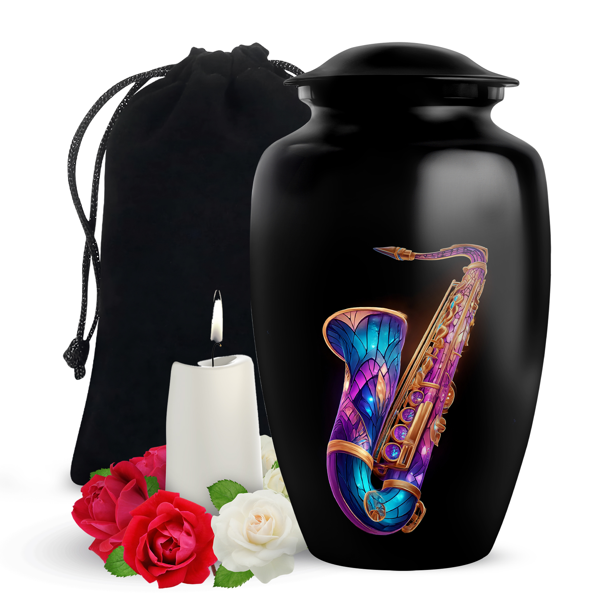 Yatskia Colorful Saxophone Large Funeral Urn for Ashes Adult Mother and ...