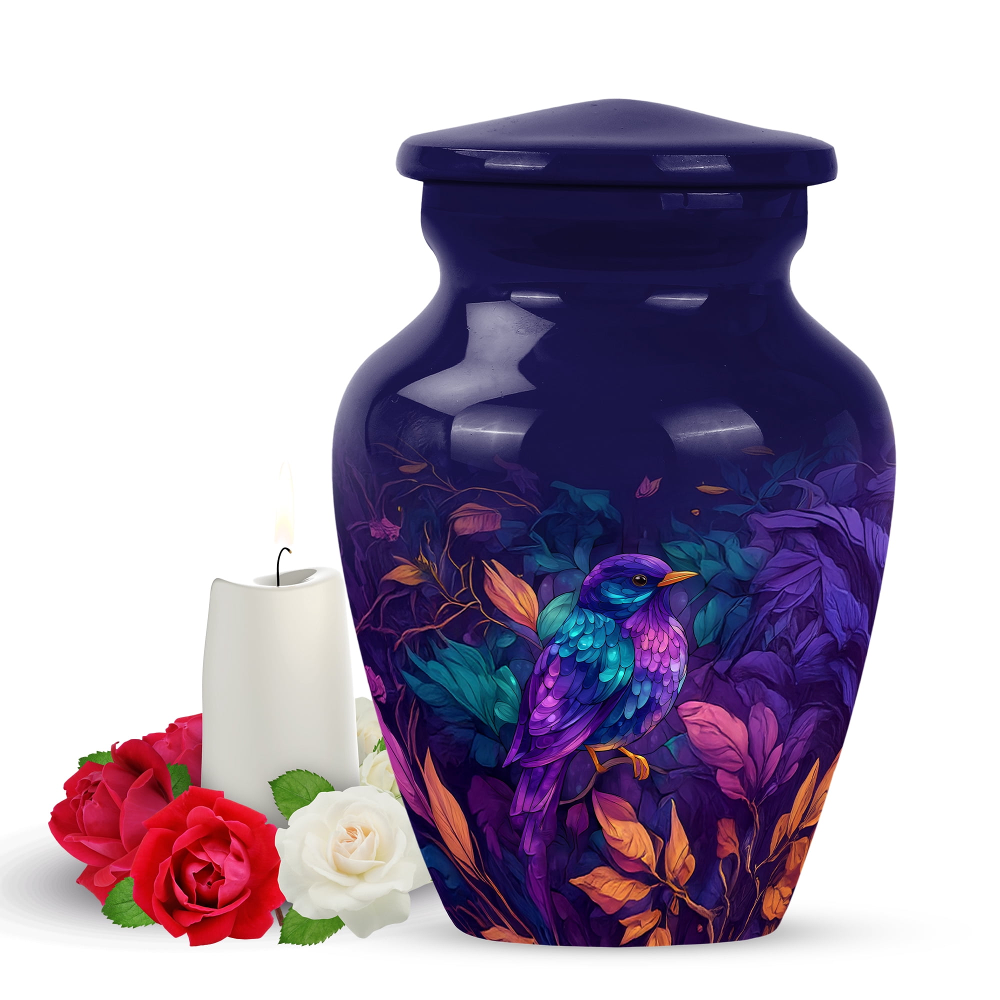 Yatskia Colorful Sparrow with Blossoms Small Memorial Keepsake Urns for ...