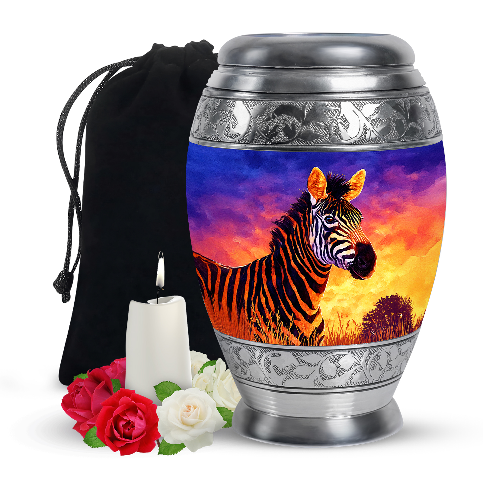 Yatskia Colorful Zebra Large Cremation Burial Urn for Ashes Adult ...