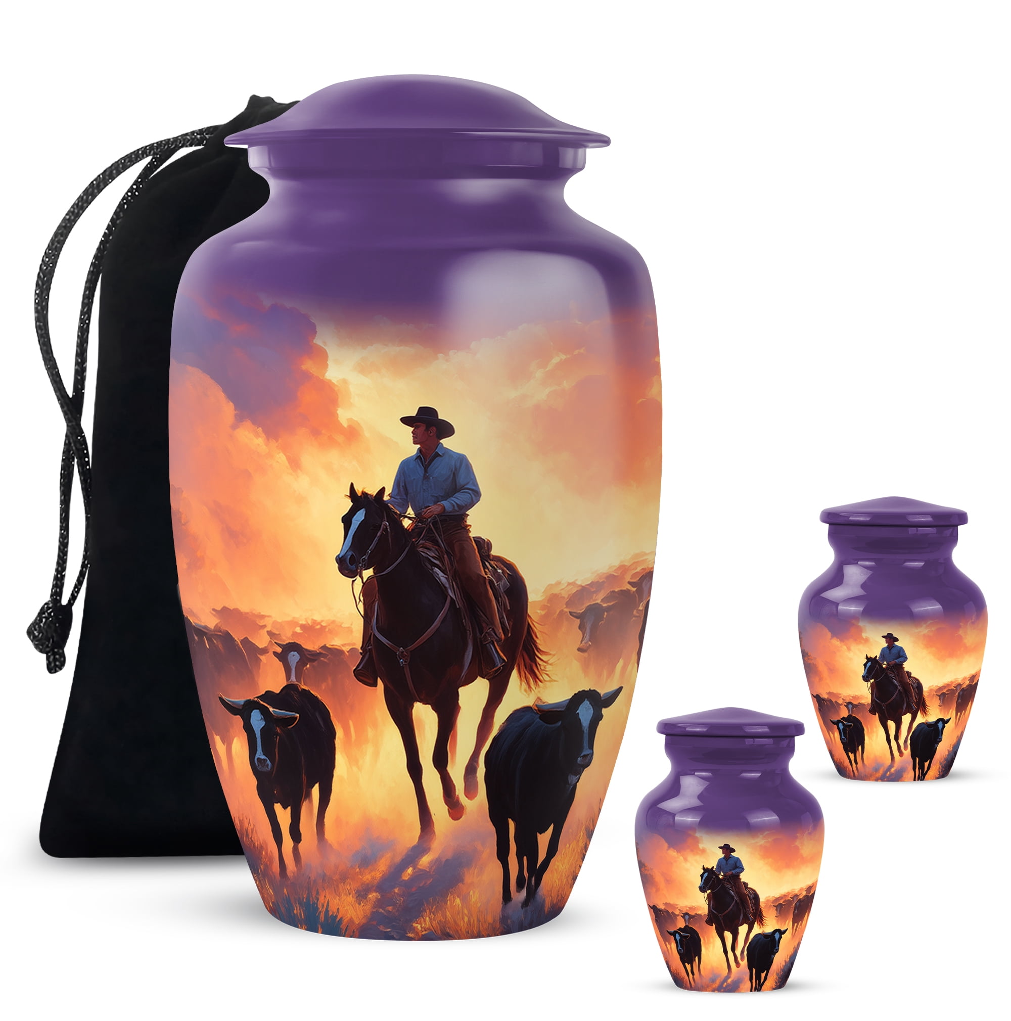 Yatskia Cowboy with Cattle Large Funeral Urns for Human Ashes Adult ...