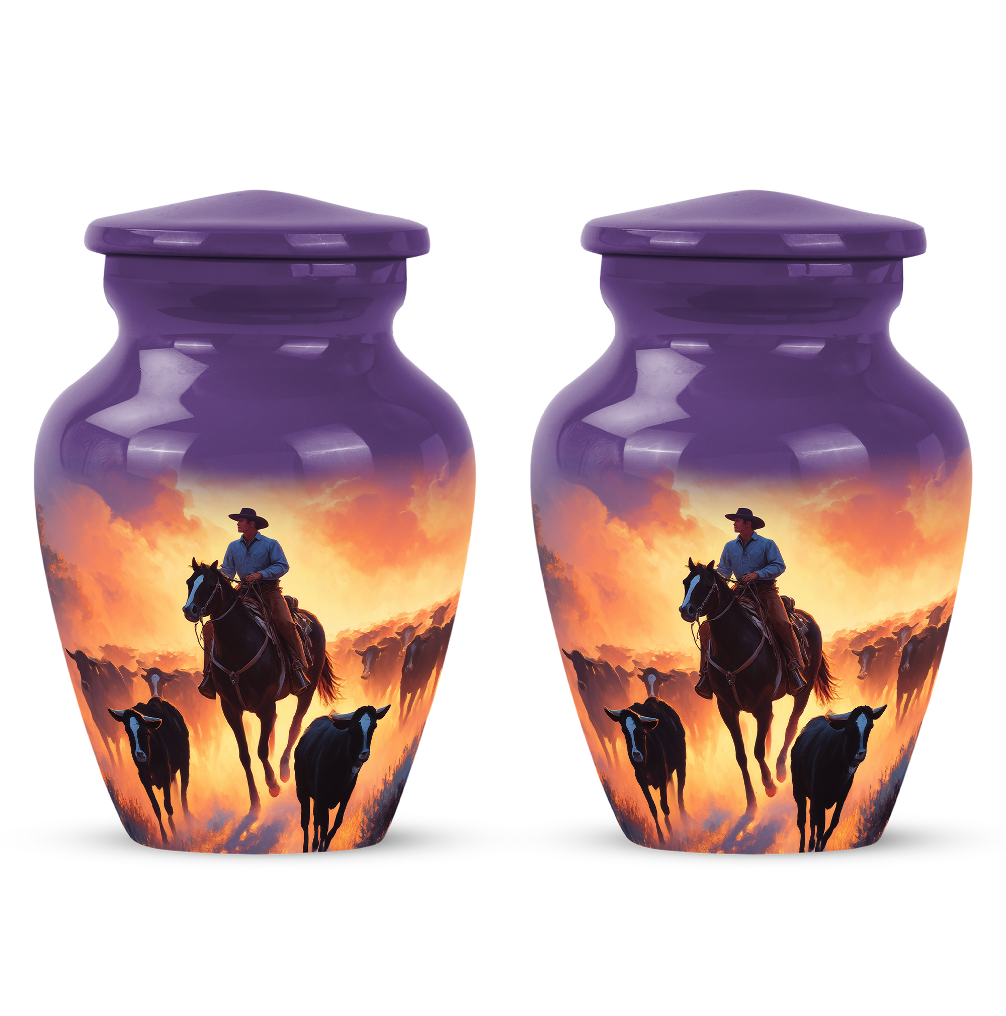 Yatskia Cowboy with Cattle Little Keepsake Urns for Human Ashes Adult ...